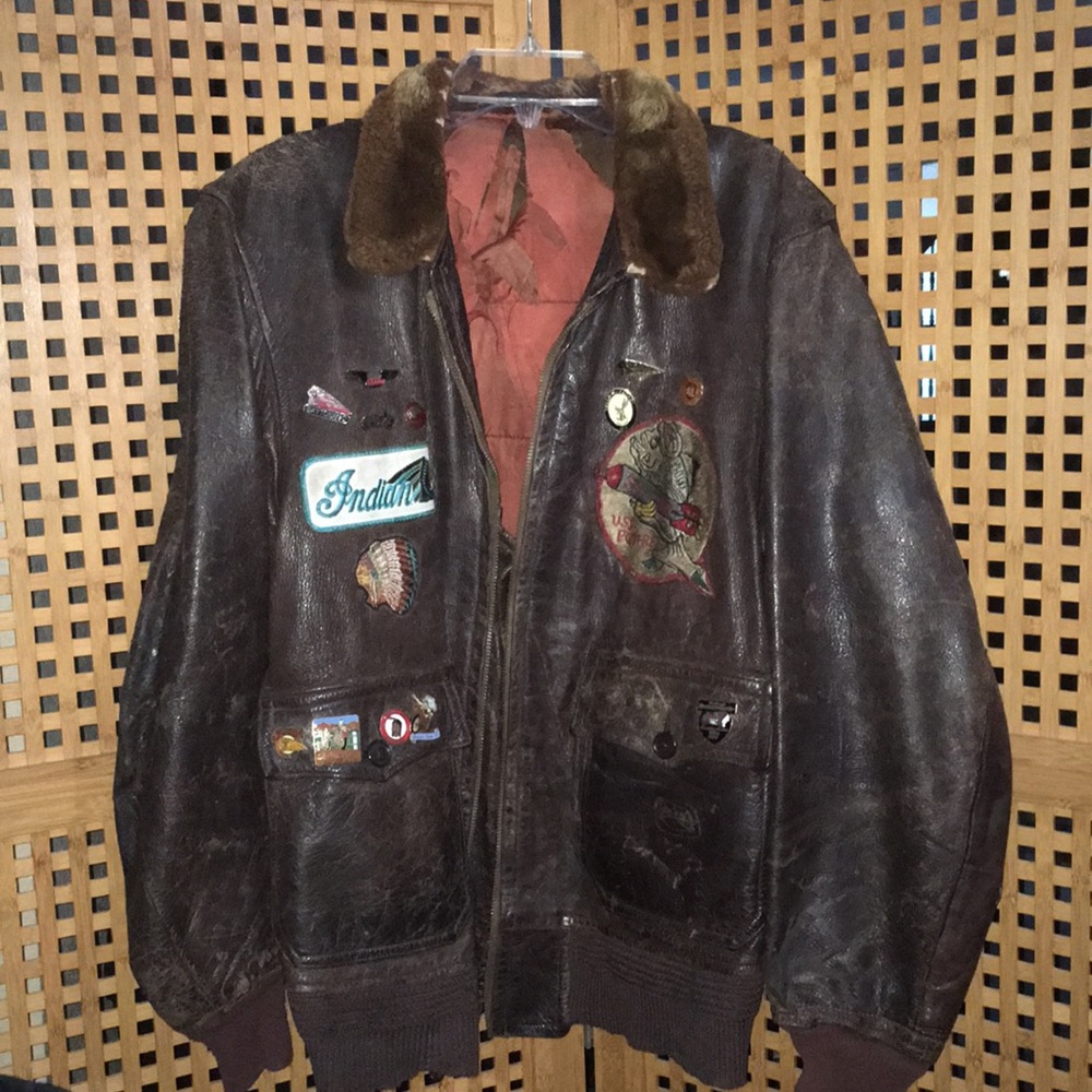 Original Wwii Brown Leather Bomber Jacket - Gem